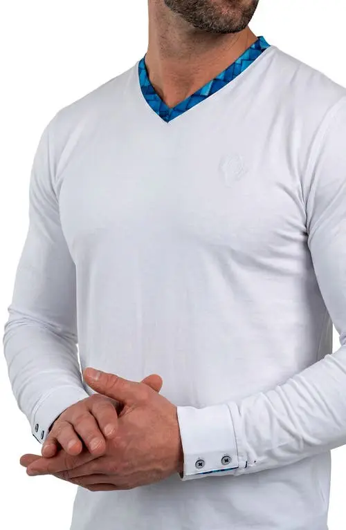 MACEOO Edison Stretch Cotton Long Sleeve V-neck T-shirt