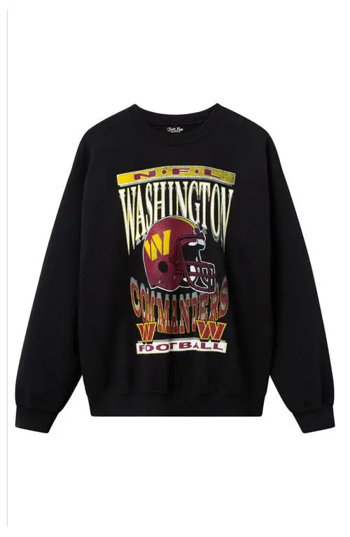 Junk Food Washington Commanders Helmet Graphic Crewneck Sweatshirt - Black