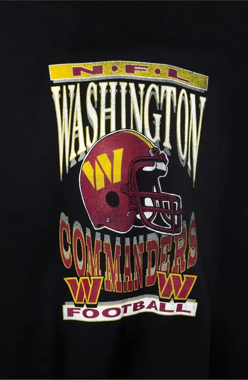 Junk Food Washington Commanders Helmet Graphic Crewneck Sweatshirt - Black