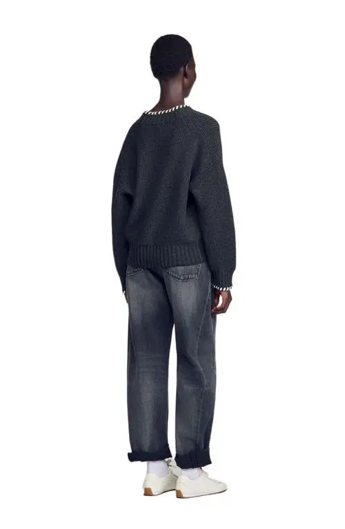 Sandro Braided V-neck Sweater