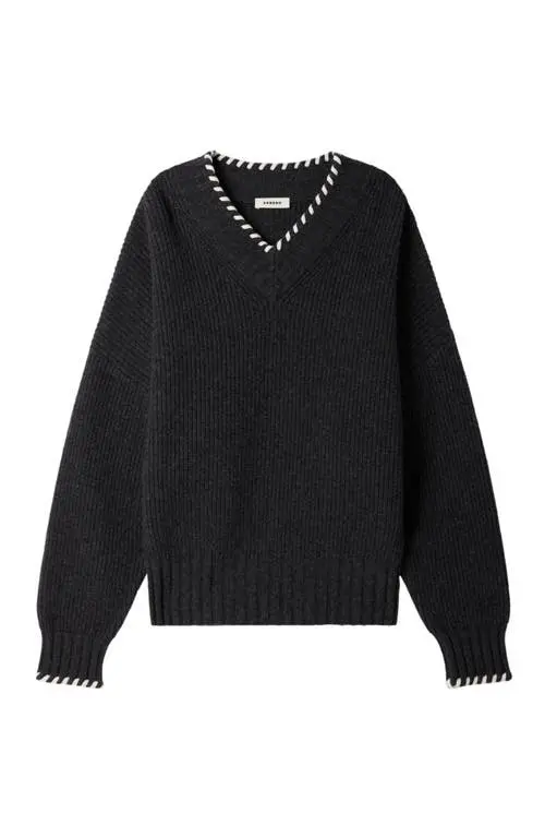Sandro Braided V-neck Sweater