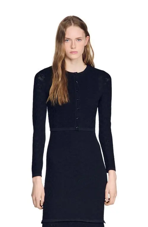 Sandro Decorative Pointelle Cardigan