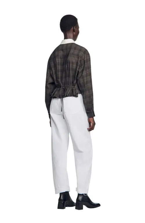 Sandro Check Shirt With Contrast Collar