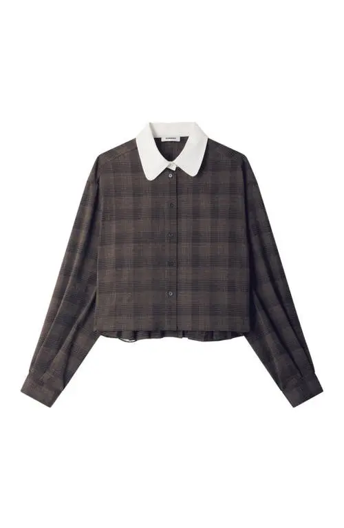 Sandro Check Shirt With Contrast Collar