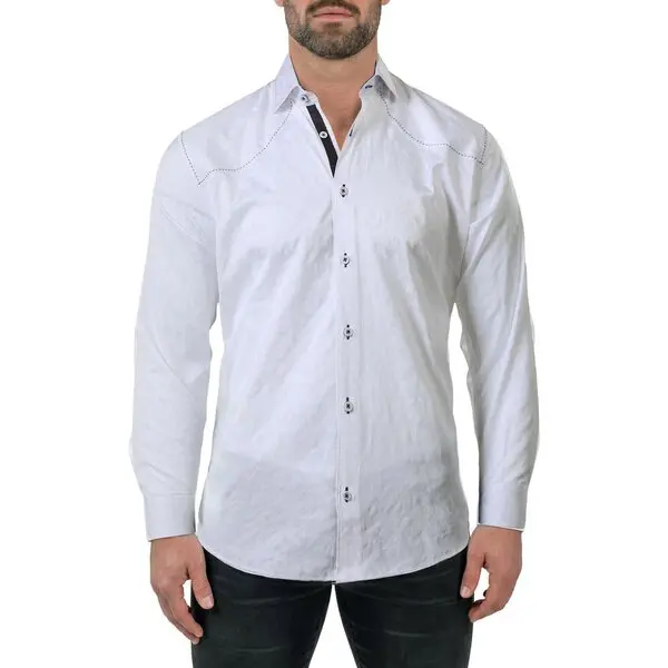 MACEOO Punto Long Sleeve Woven Dress Shirt