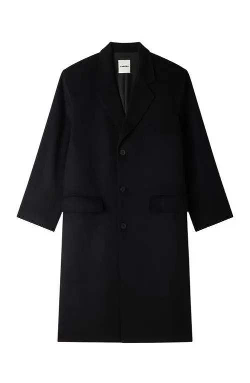 Sandro Long Wool And Cashmere Coat - Black