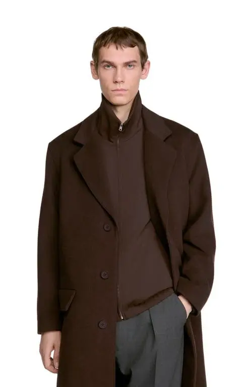 Sandro Long Wool And Cashmere Coat