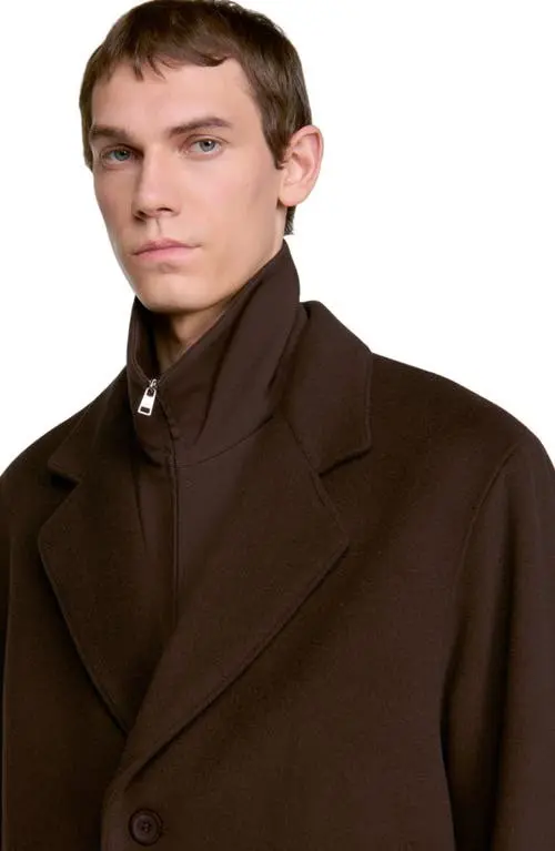Sandro Long Wool And Cashmere Coat