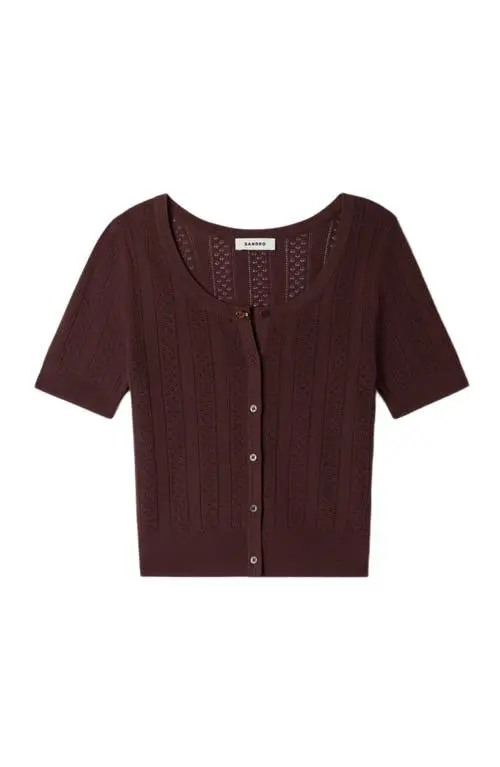Sandro Pointelle Knit Cardigan