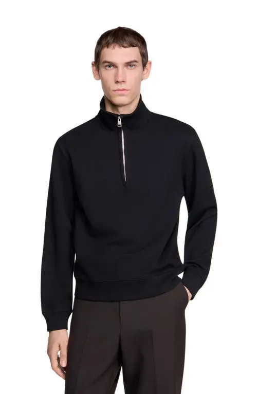 Sandro Boxy Sweater With Standing Collar