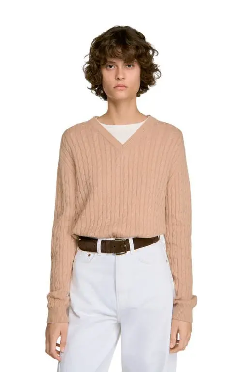 Sandro 2-in-1 Cable Knit Sweater