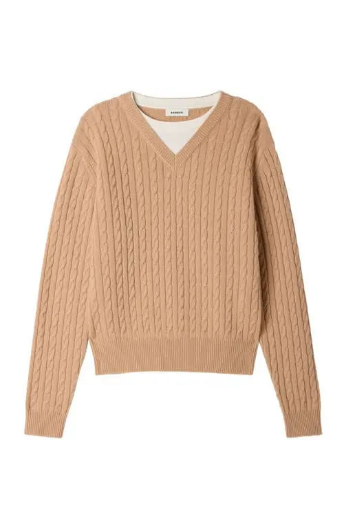 Sandro 2-in-1 Cable Knit Sweater