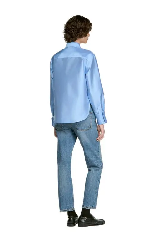Sandro Embellished Collar Satin-effect Shirt