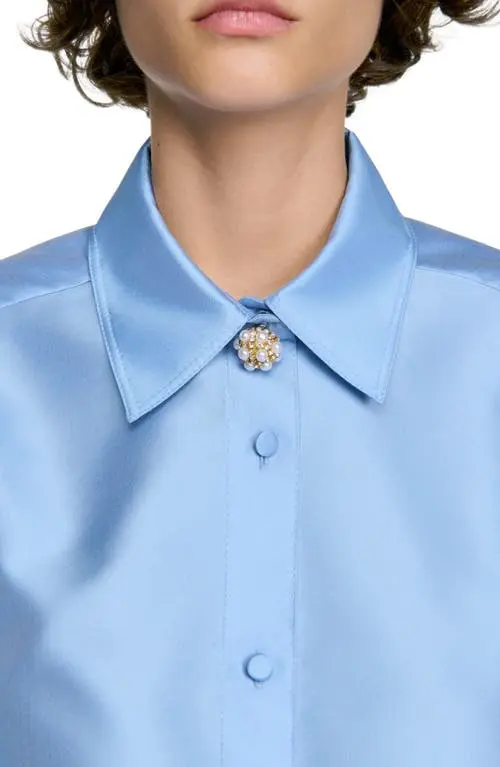 Sandro Embellished Collar Satin-effect Shirt