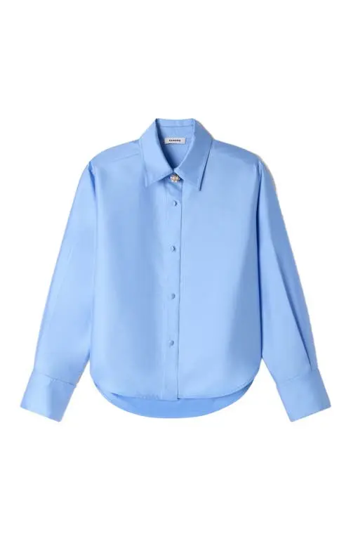 Sandro Embellished Collar Satin-effect Shirt