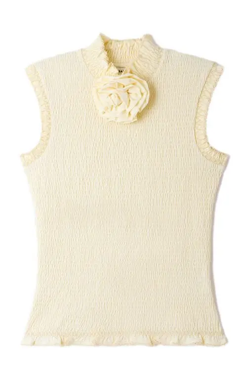 Sandro Smocked T-shirt With Flower Detail