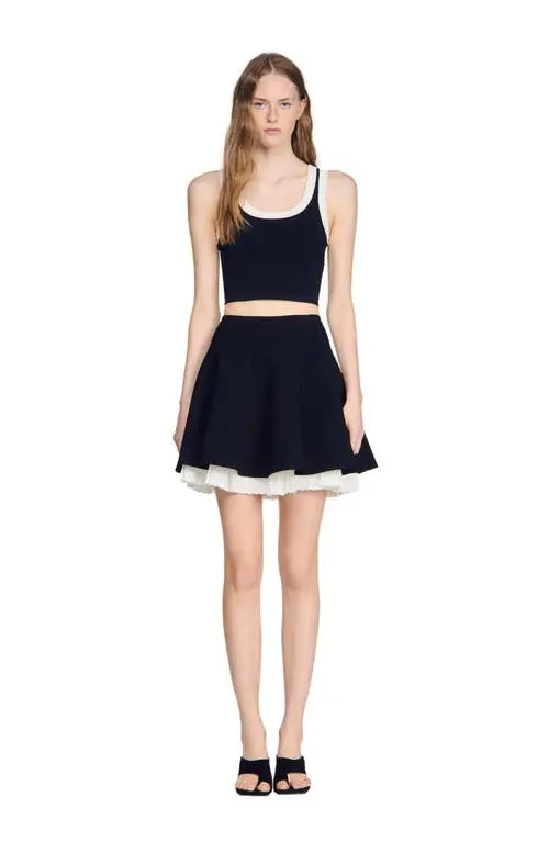 Sandro Two-tone Knit Skirt