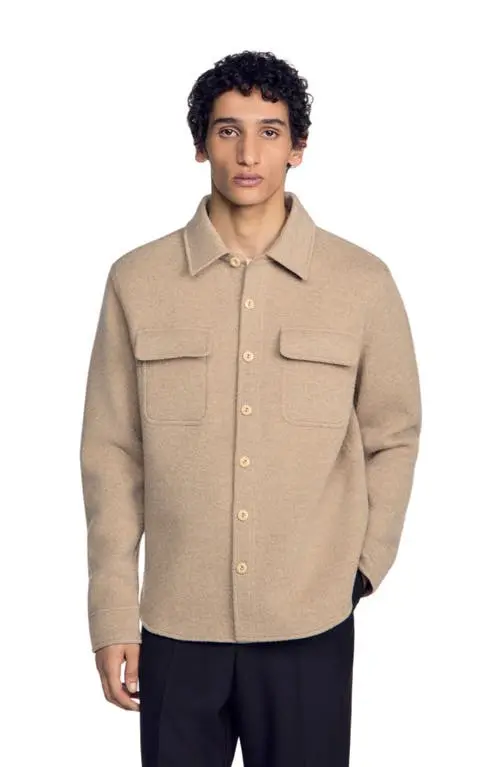 Sandro Boiled Wool Overshirt