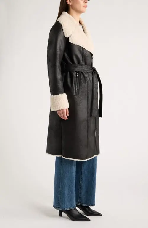 Bernardo Belted Faux Shearling Coat