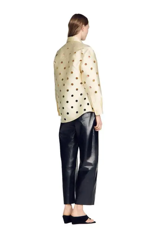 Sandro Openwork Rhinestone Shirt