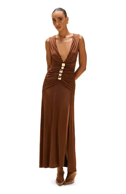 PatBO Moonlit Jersey Plunge Gown