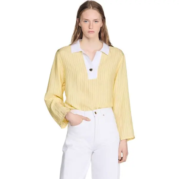 Sandro Striped Cotton Top