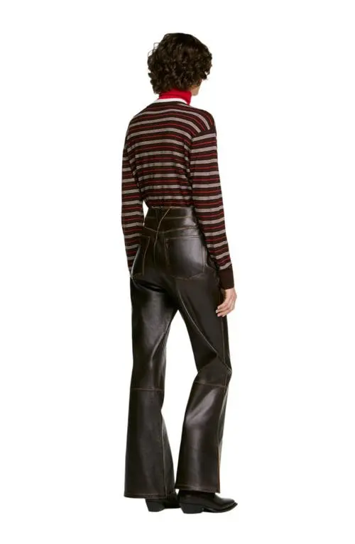 Sandro Distressed Leather Trousers