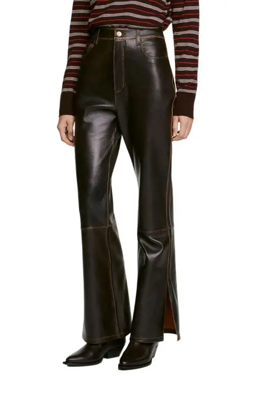 Sandro Distressed Leather Trousers