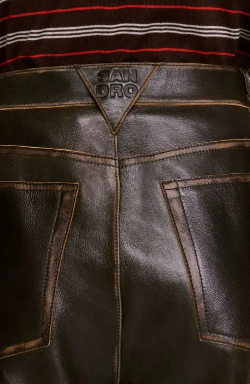 Sandro Distressed Leather Trousers
