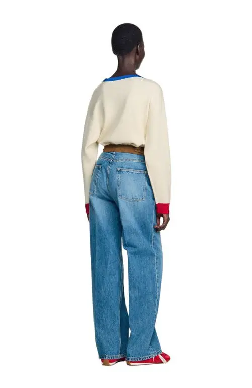Sandro Straight Jeans With Leather Belt