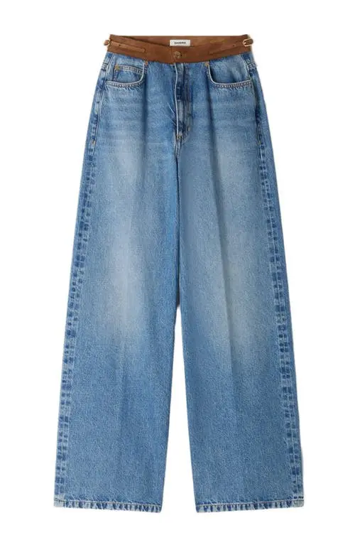 Sandro Straight Jeans With Leather Belt