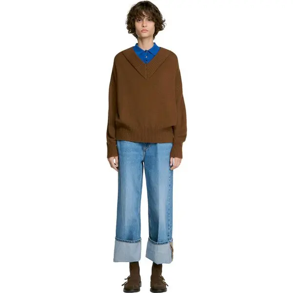 Sandro 2-in-1 Wool And Cashmere Sweater - Camel