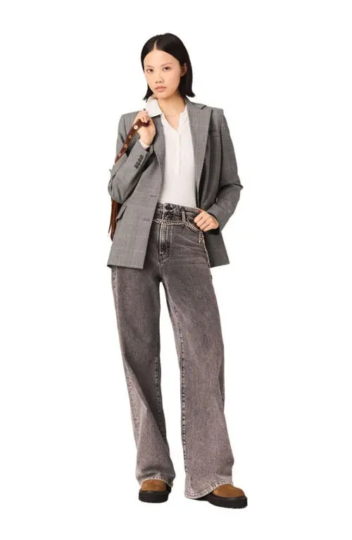 Maje Wide-leg Jeans With Chain-link Belt