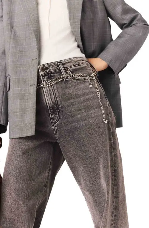 Maje Wide-leg Jeans With Chain-link Belt