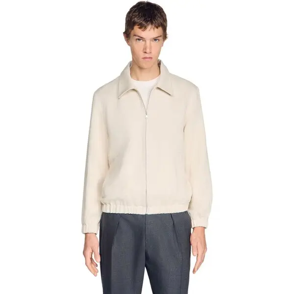 Sandro Cotton Zip-up Jacket - Ecru