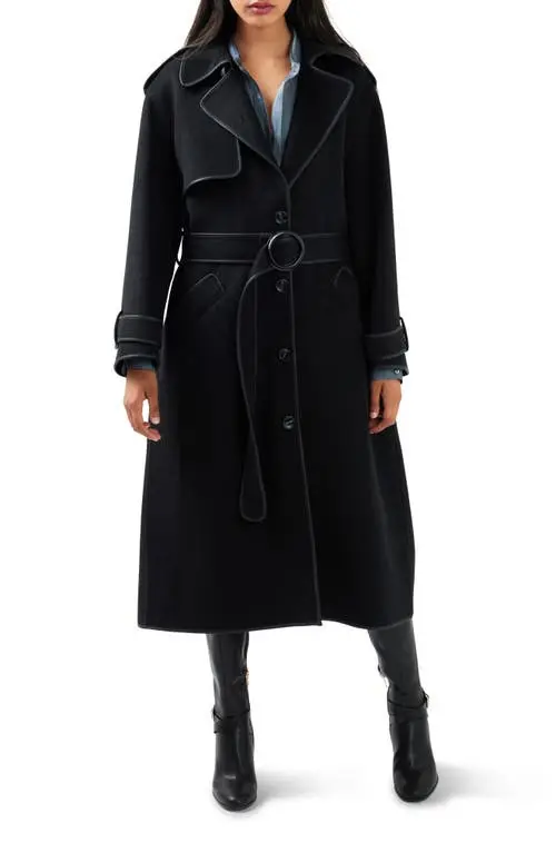 BELLE & BLOOM Million Reasons Wool Blend Trench Coat - Black