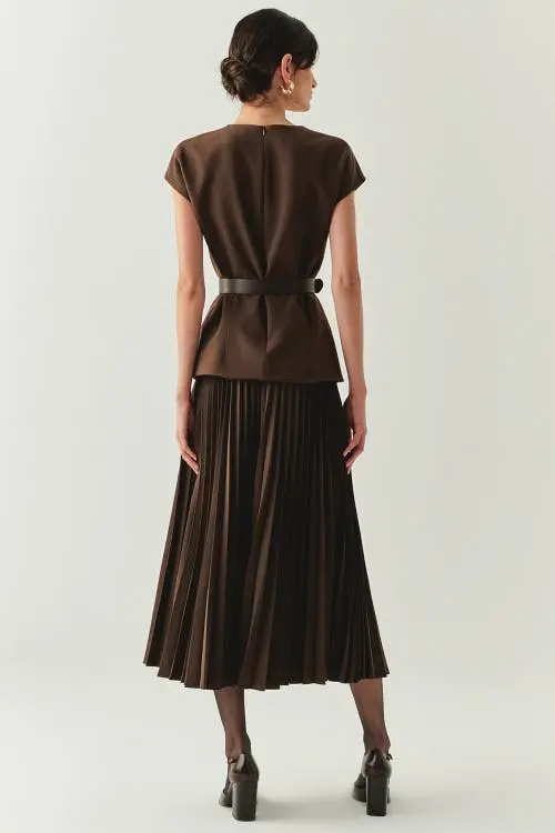 EXQUISE Jolie Midi Dress - Brown