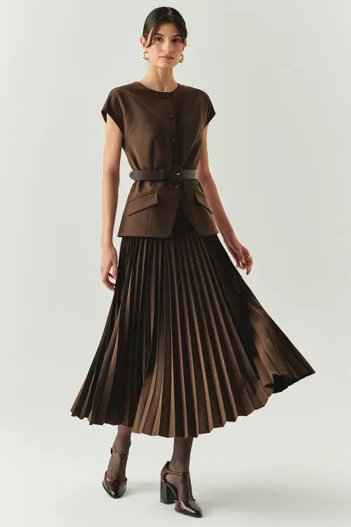 EXQUISE Jolie Midi Dress - Brown