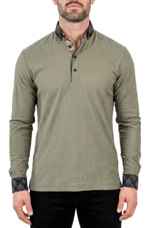 MACEOO Newton Crocodile Pattern Long Sleeve Polo