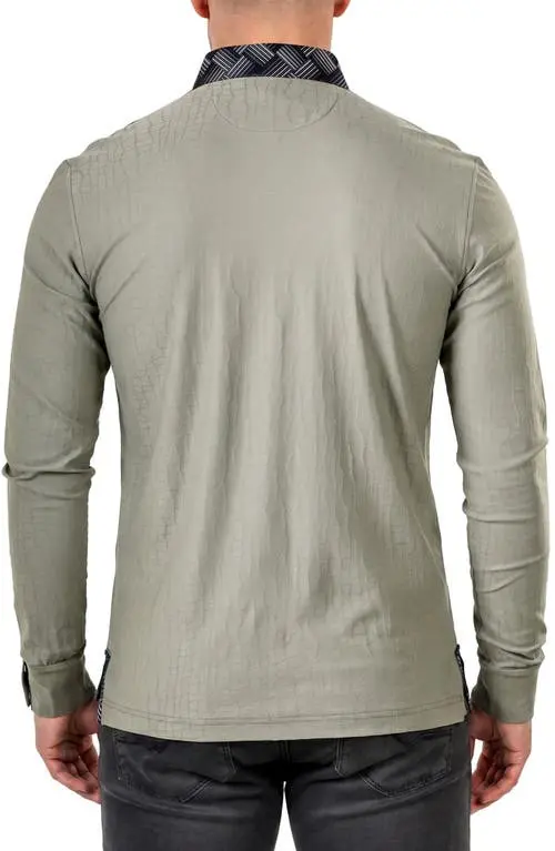MACEOO Newton Crocodile Pattern Long Sleeve Polo