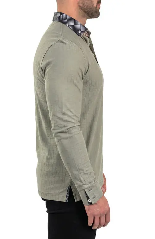 MACEOO Newton Crocodile Pattern Long Sleeve Polo