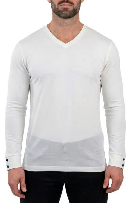 MACEOO Rissa V-neck Long Sleeve T-shirt - White