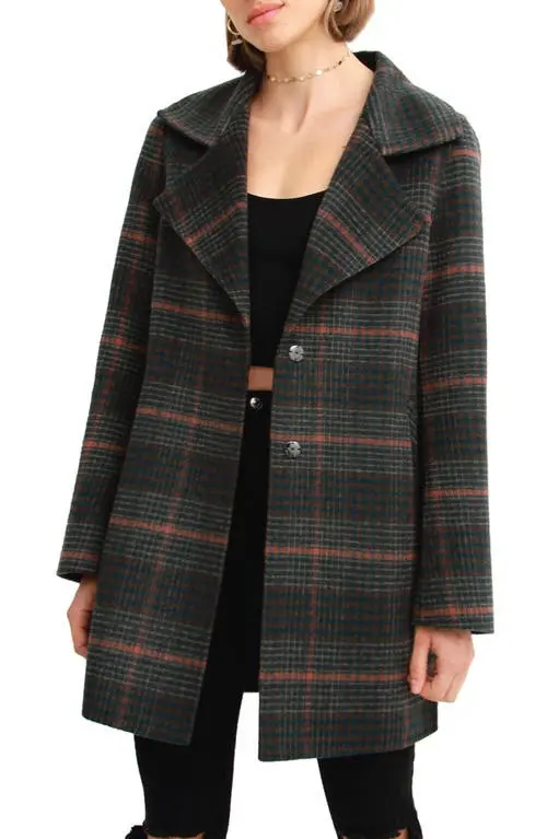 BELLE & BLOOM Ex-boyfriend Plaid Wool Blend Coat