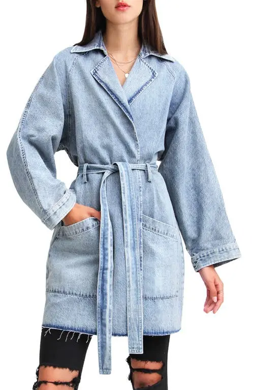 BELLE & BLOOM Relaxed Boyfriend Denim Trench Jacket