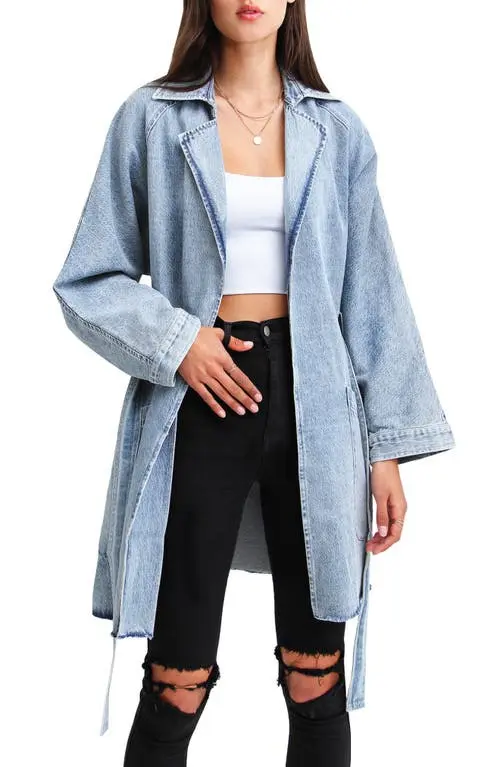 BELLE & BLOOM Relaxed Boyfriend Denim Trench Jacket