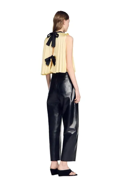 Sandro Pleated Tie-back Top