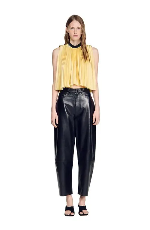 Sandro Pleated Tie-back Top