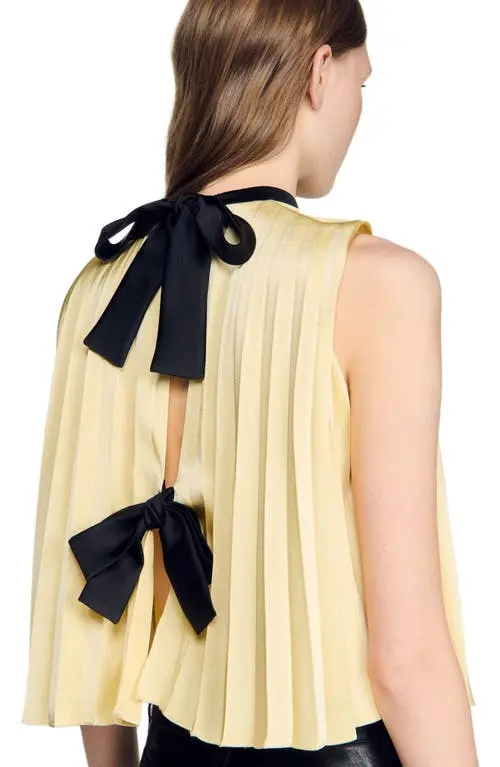 Sandro Pleated Tie-back Top