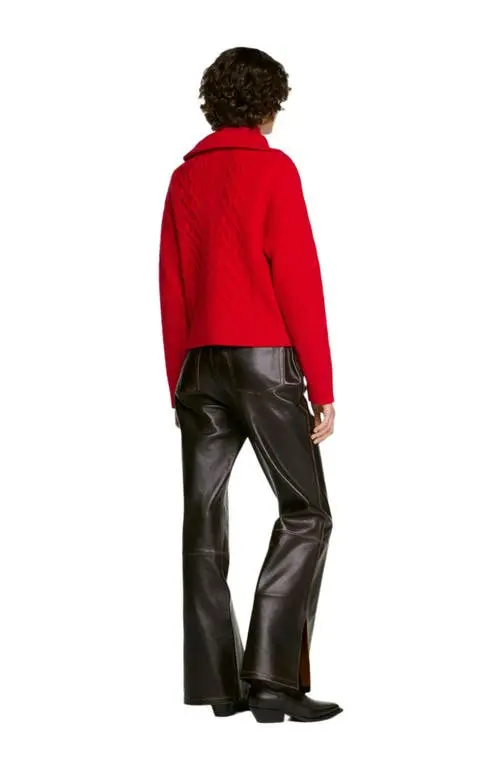 Sandro Zip-neck Cable Knit Sweater