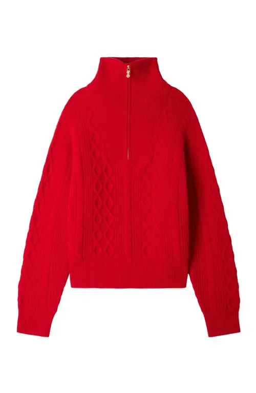 Sandro Zip-neck Cable Knit Sweater